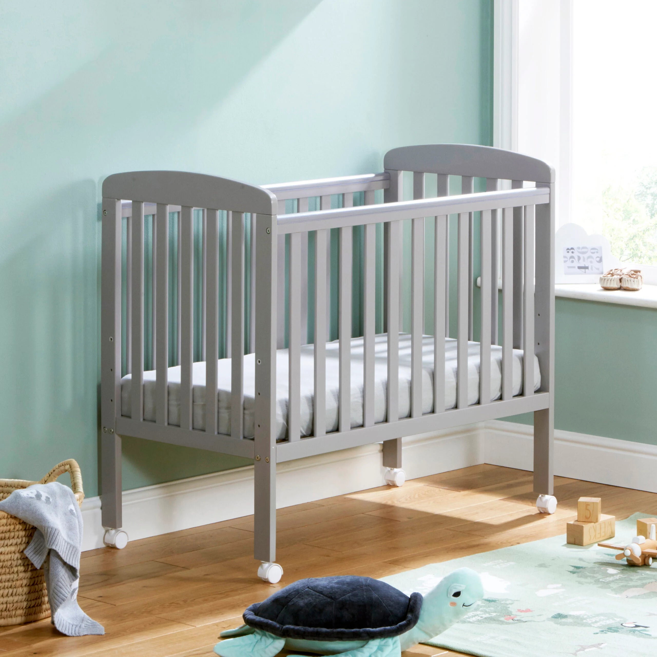 Babymore Space Saver Cot – Grey – Tiny Tots Store Ltd